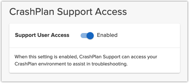 Support Access reference – CrashPlan Help Center